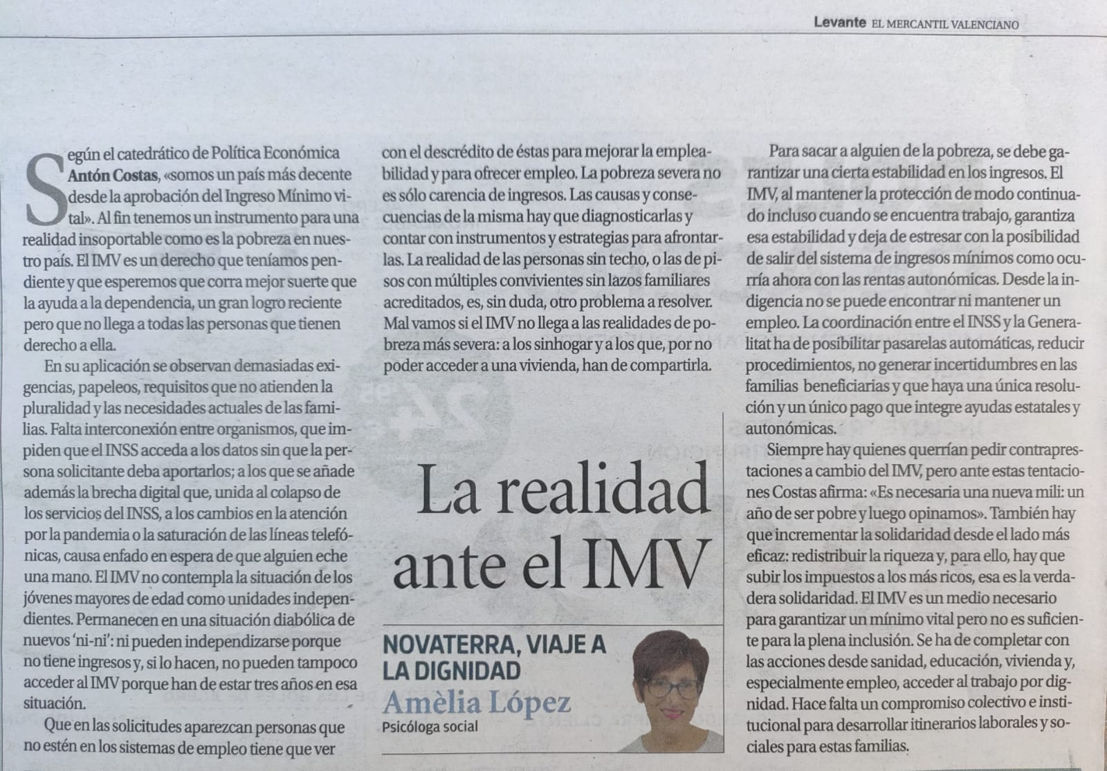 Amèlia López: "La realidad ante el IMV" - Novaterra